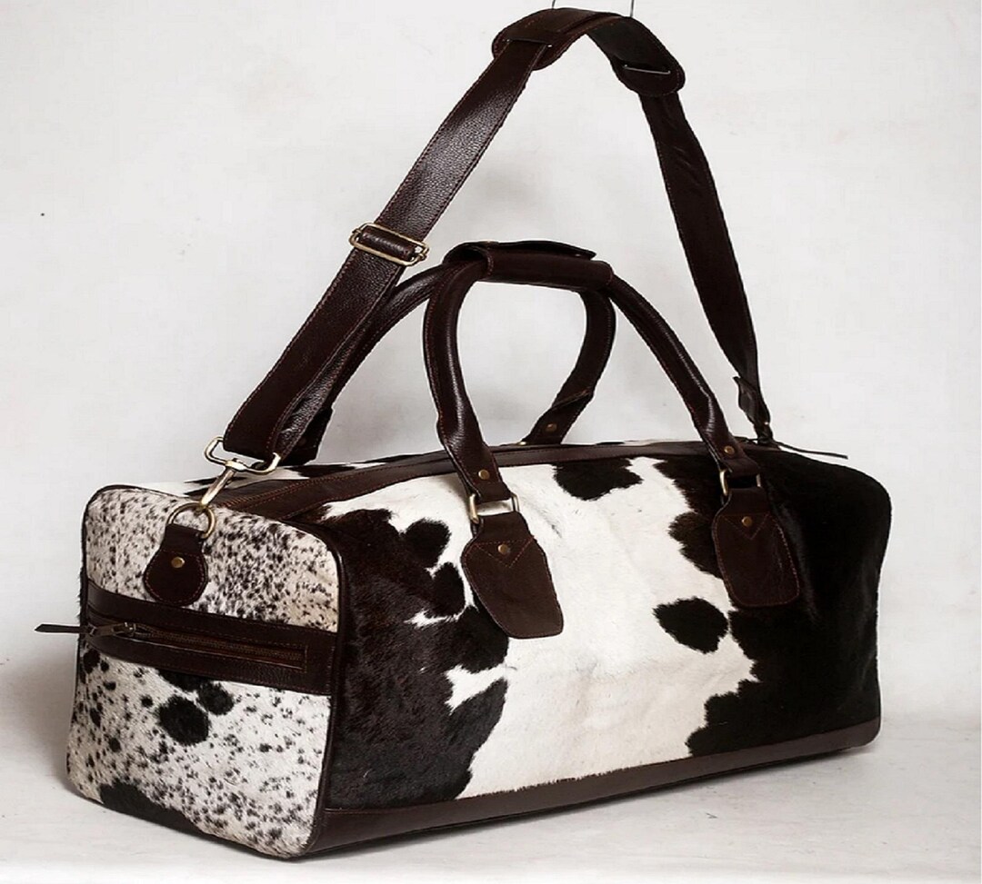 Weekender Duffle Bag Real Cowhide Hair on Leather Travel Bag - Etsy