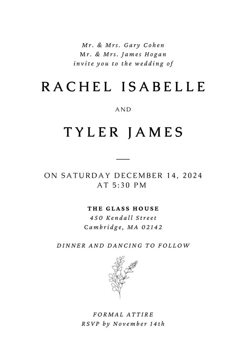 Simple Wedding Invitation Canva Template - Etsy