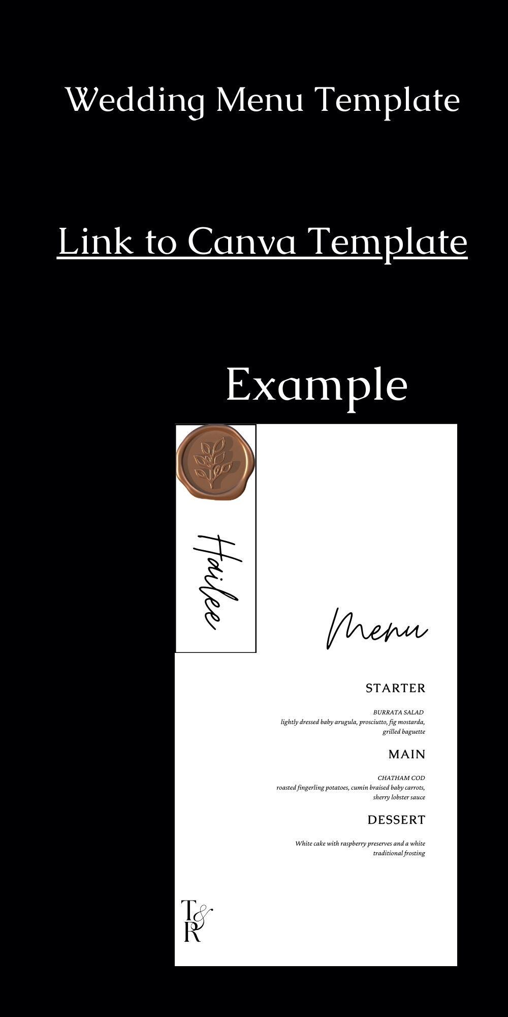 Customizable Wedding Menu's - Etsy