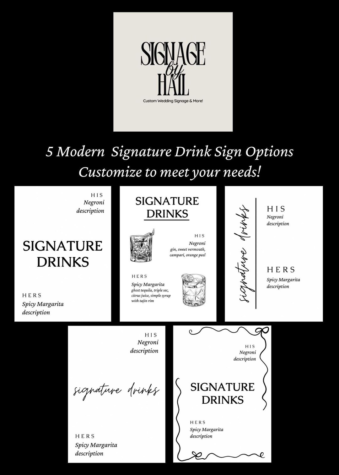 5 Modern Signature Drink Sign Templates - Etsy