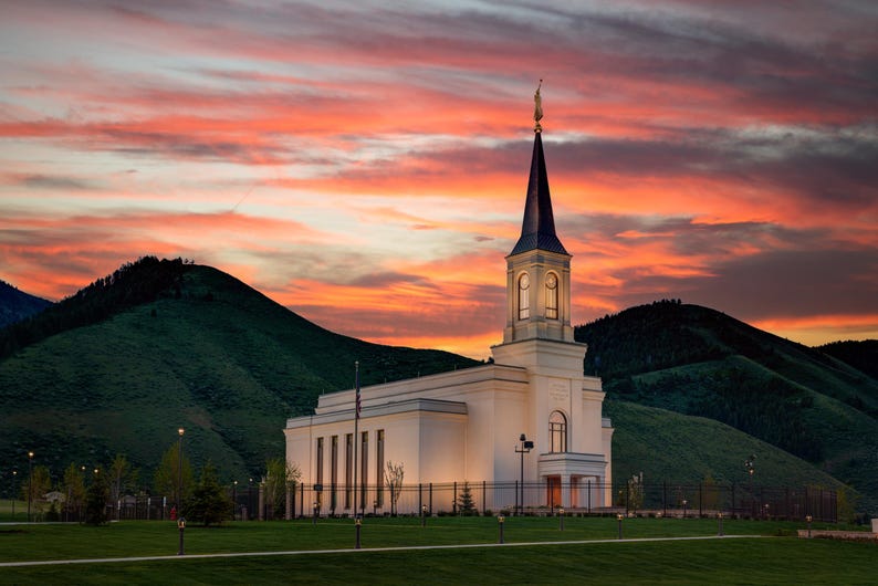 Afton, Wyoming LDS Temple at Sunset Photo - Etsy