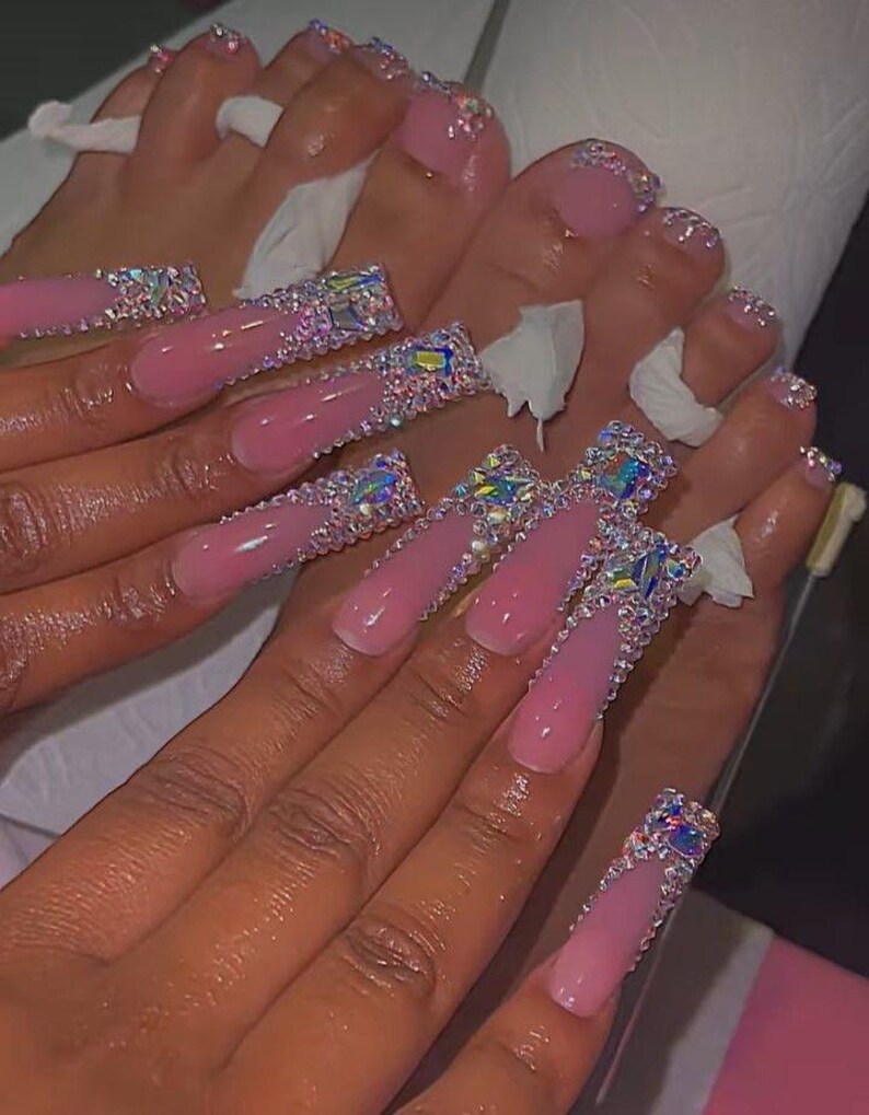 Matching Bling Toes and Nails Bundle | Acrylic Presson Nails - Etsy