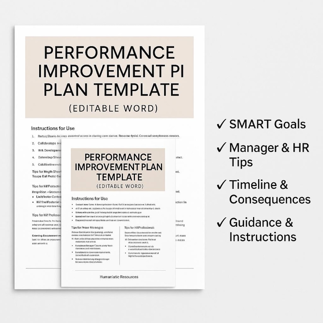 Performance Improvement Plan Template | PIP Form With SMART Goals ...