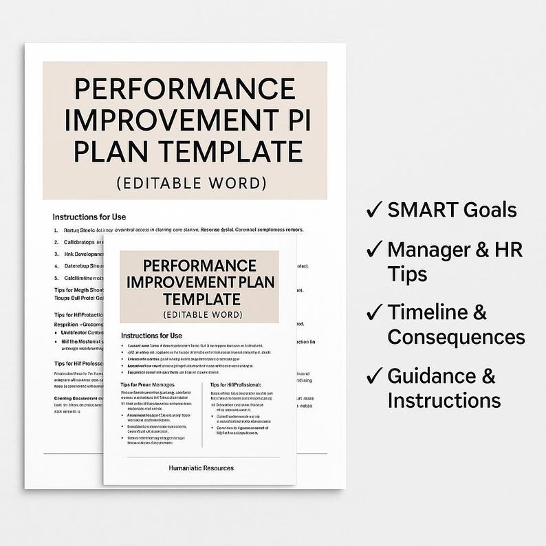 Performance Improvement Plan Template | PIP Form With SMART Goals ...