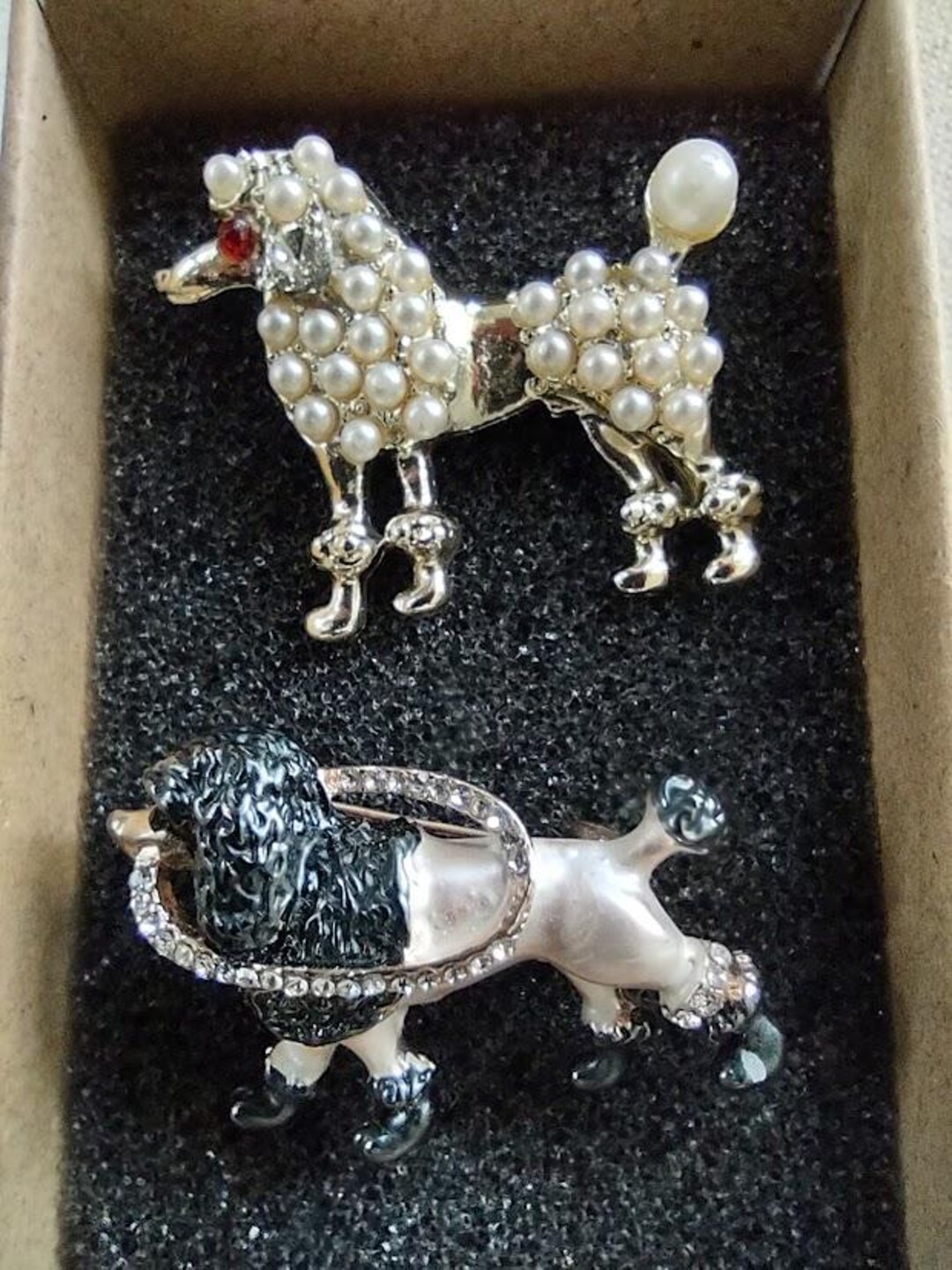 1960s Circus Poodles Brooches Pinsfaux Pearl & Enamel Dog Jewelry | Mid ...
