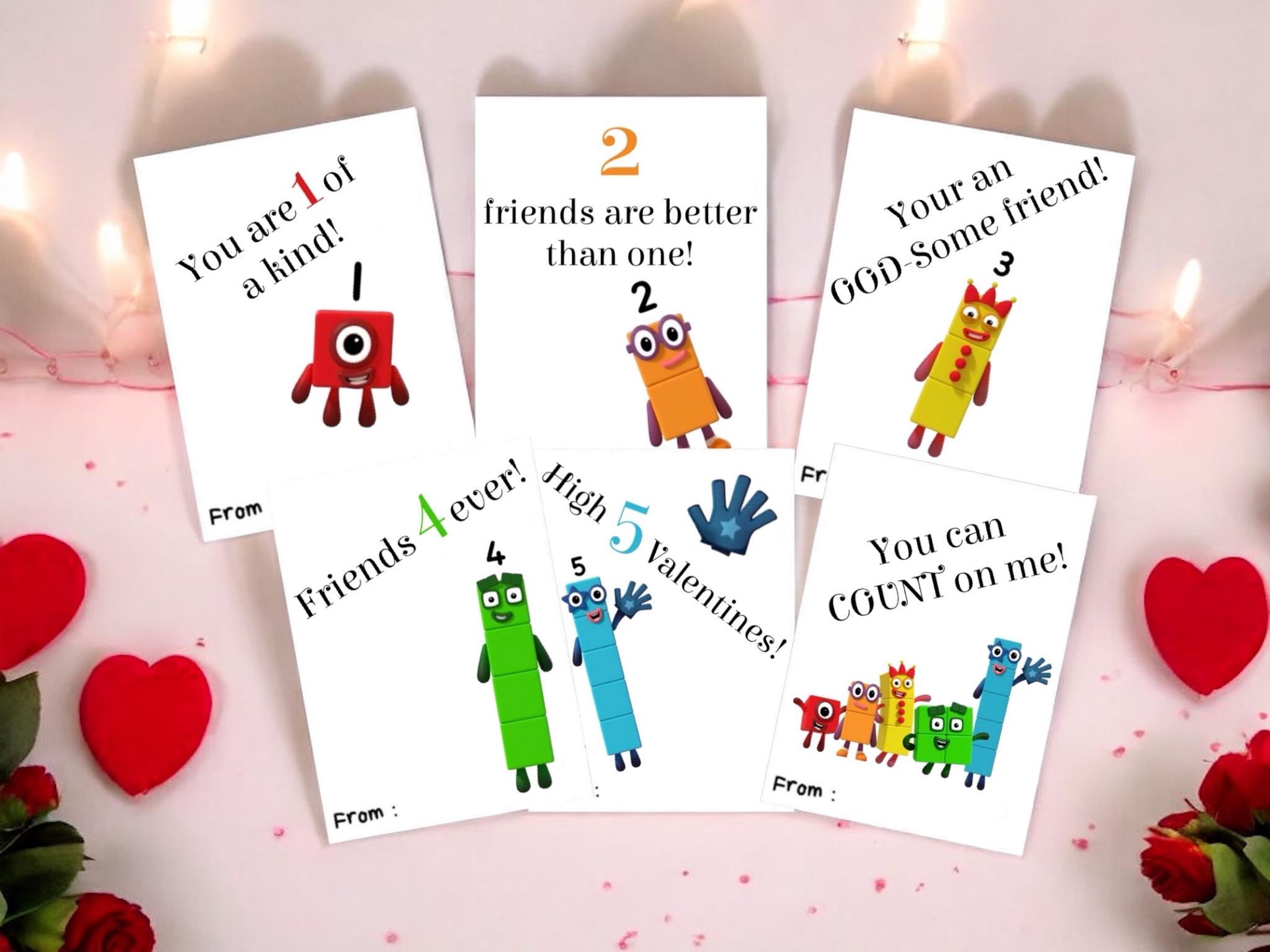 Numberblock Valentines Day Cards, Perfect for School, Daycare - Etsy