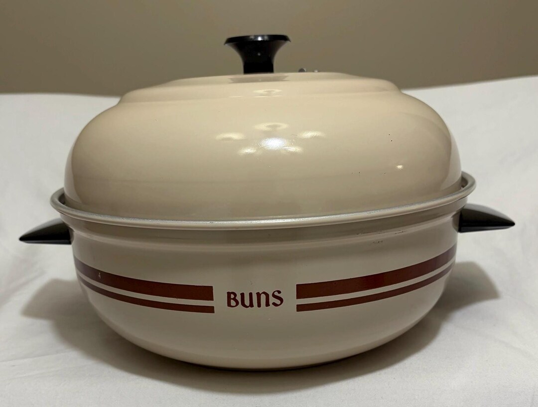 Mirro Aluminum Bun Warmer Steamer Pot Buns - Beige/brown Made in USA ...