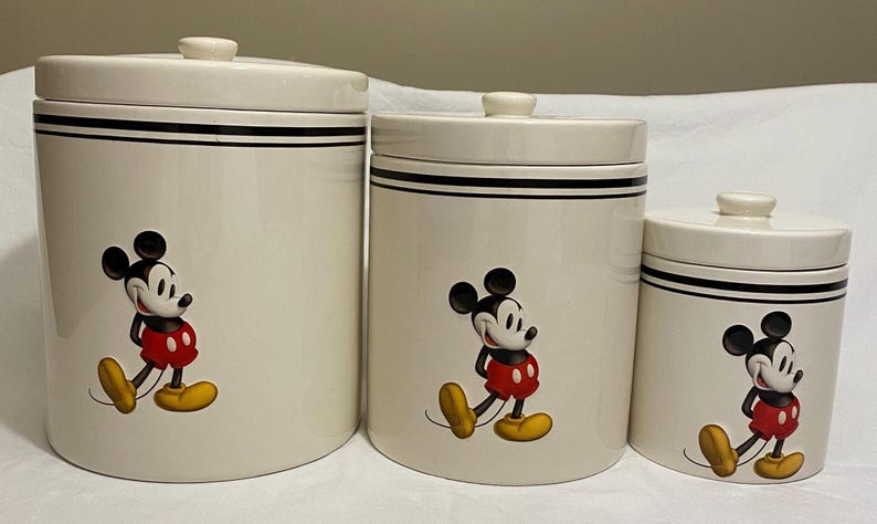 Disney Mickey Mouse 3 Piece Canister Set/cookie Jar Mickey & Friends ...