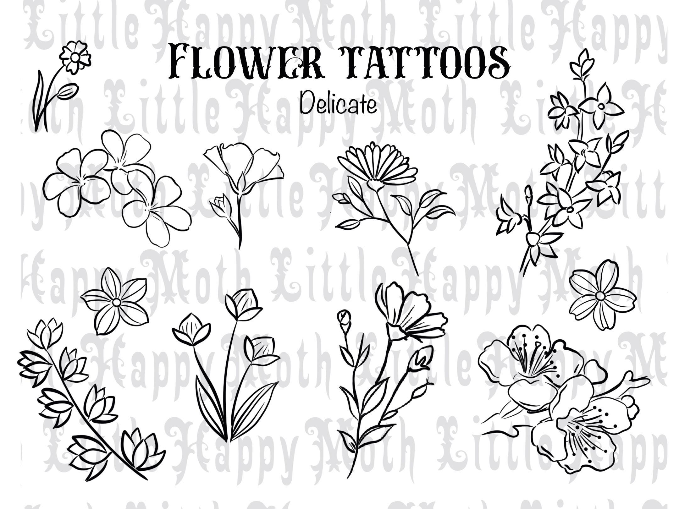 Simple Flower Tattoo Outlines - Etsy