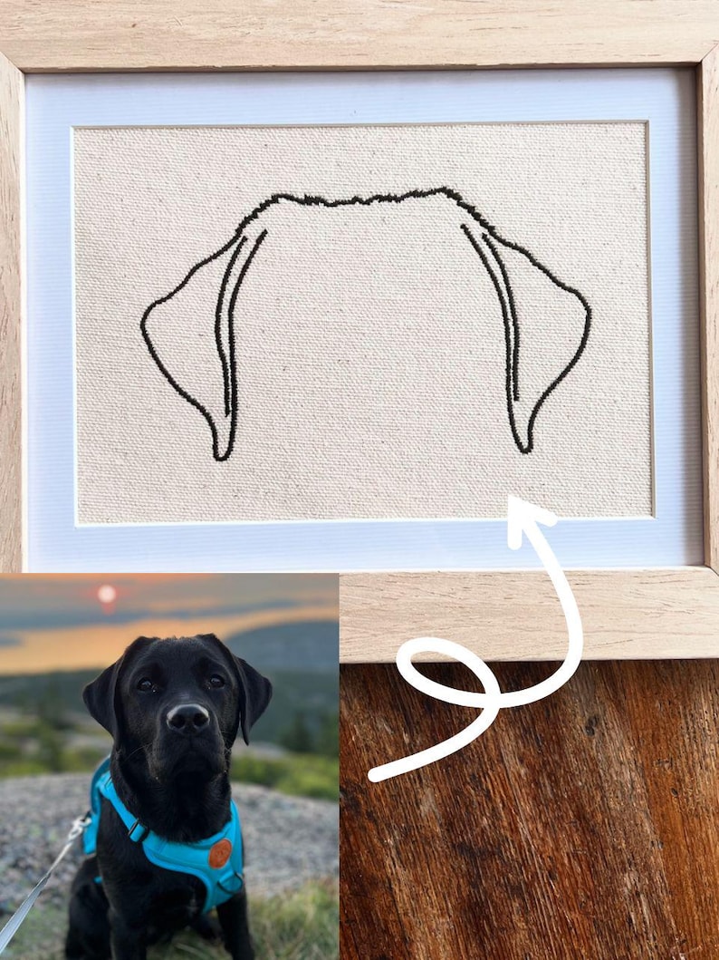 Custom Embroidered Dog Portrait Outline on Canvas | Pet Memorial Gift ...