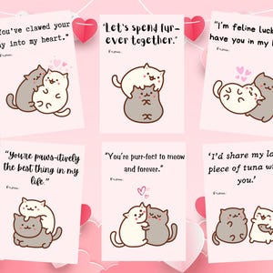 Printable Cat-themed Valentine Cards - Etsy