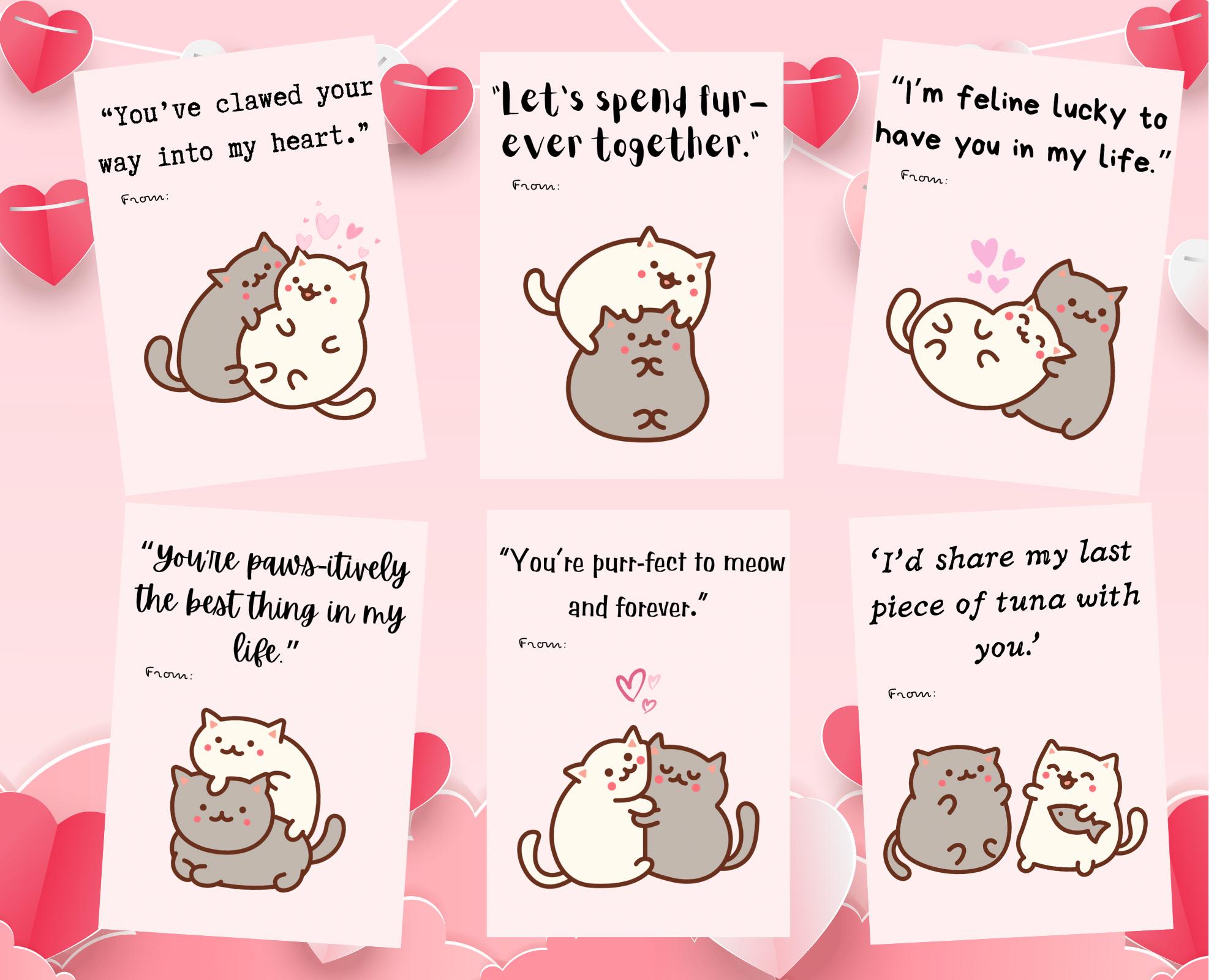 Printable Cat-themed Valentine Cards - Etsy