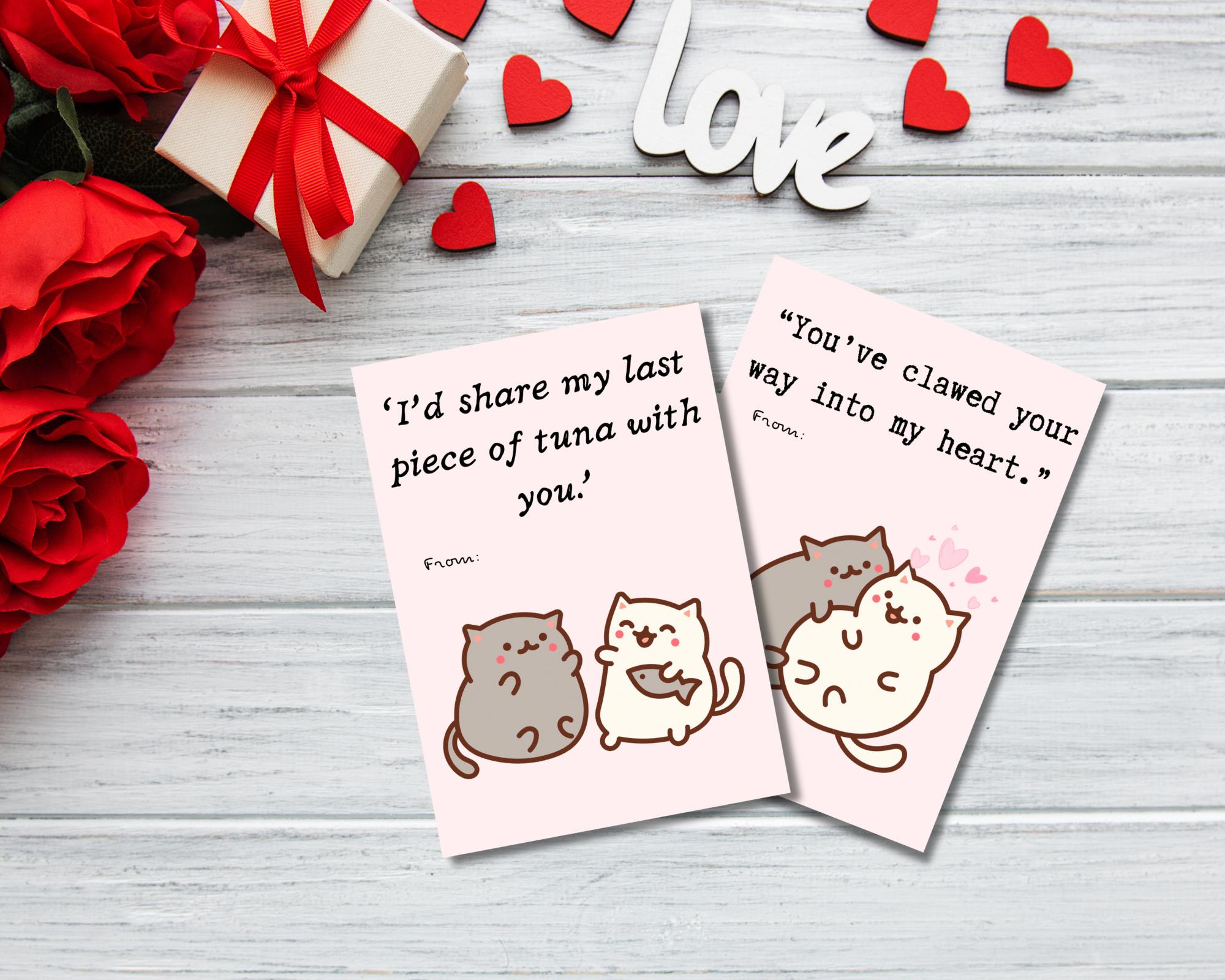 Printable Cat-themed Valentine Cards - Etsy