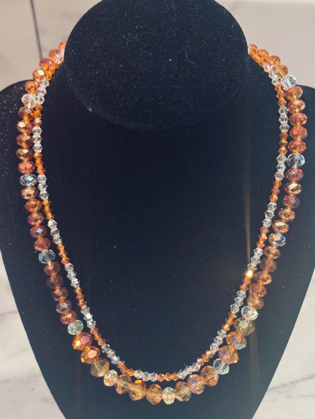 Orange and White Beaded TEXAS Colors Necklace Set - Etsy