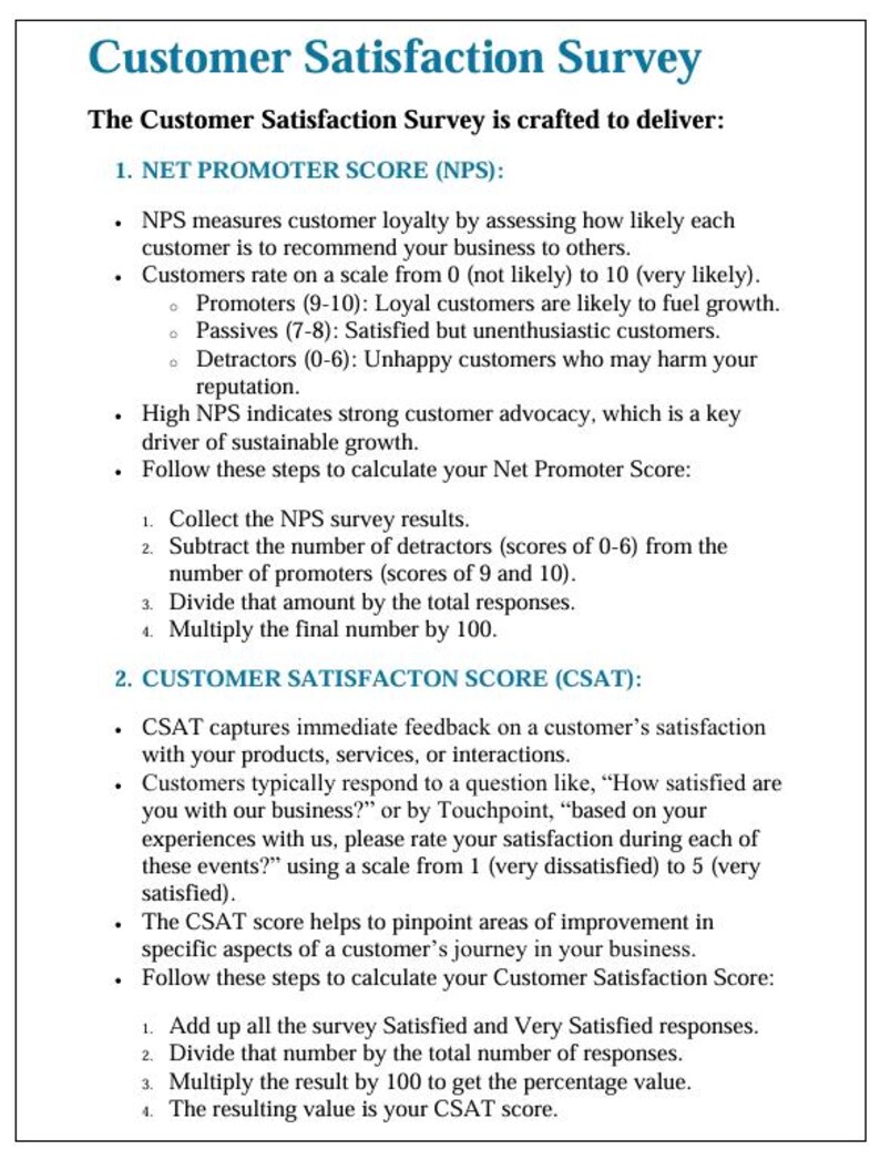 Customer Satisfaction Survey Customer Experience Survey and Metrics NPS ...