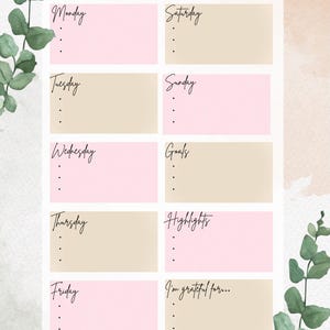 Weekly Reflection Planner, Printable Goal and Gratitude Journal ...