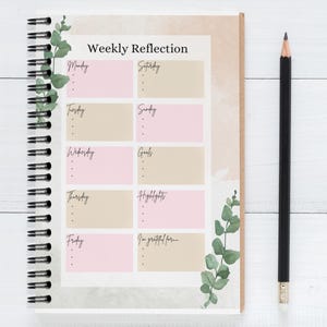 Weekly Reflection Planner, Printable Goal and Gratitude Journal ...