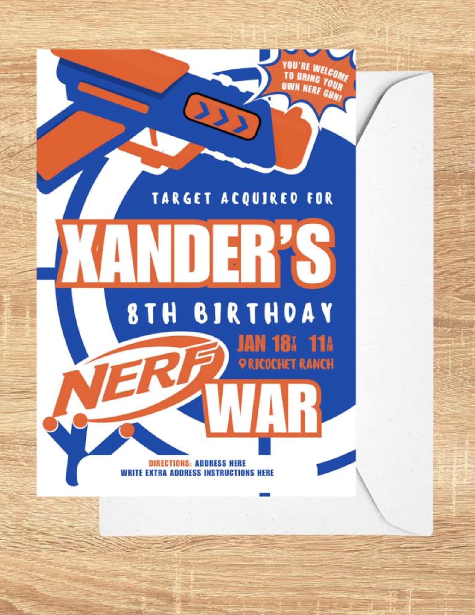 Nerf War Party Invitation Editable Download - Etsy