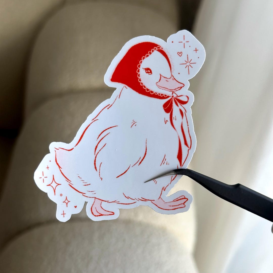 Coquette Duck Sticker, Ribbon, Pinterest Aesthetic, Hand-drawn, Water ...