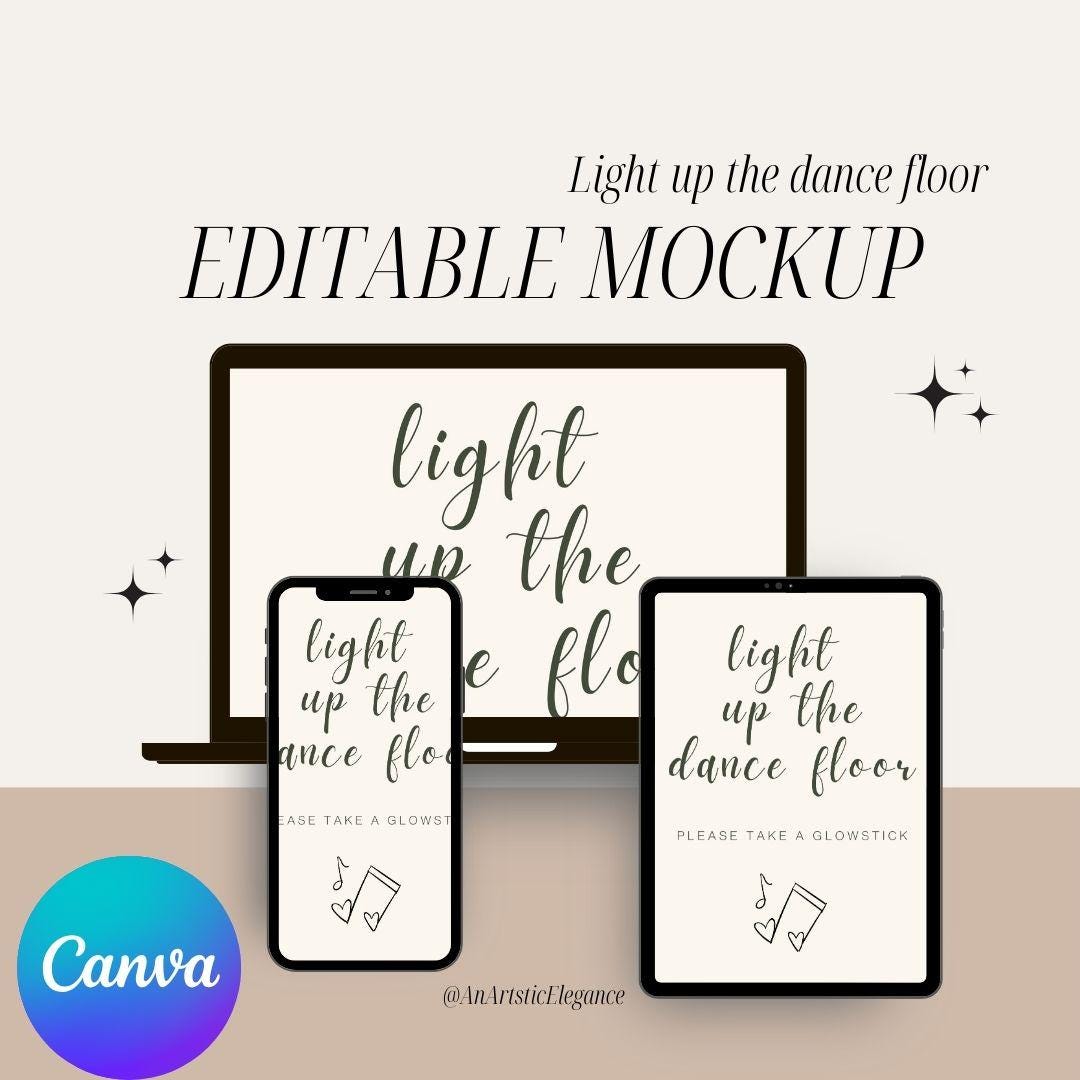 Light up the Dance Floor Custom Sign Template, Wedding Sign Printable ...