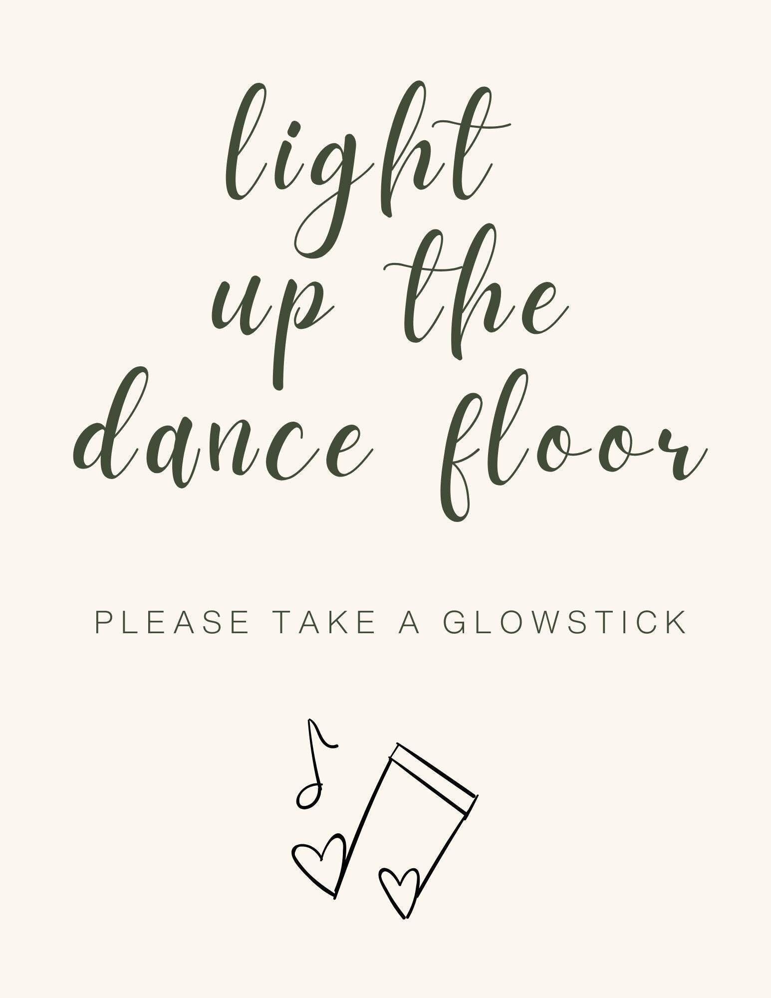 Light up the Dance Floor Custom Sign Template, Wedding Sign Printable ...
