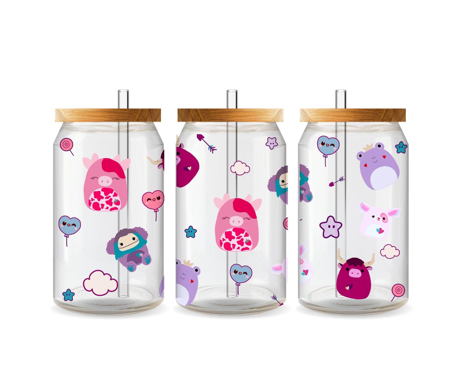 Squishmallow-inspired Valentine Seamless Pattern | Dark Pink Digital ...