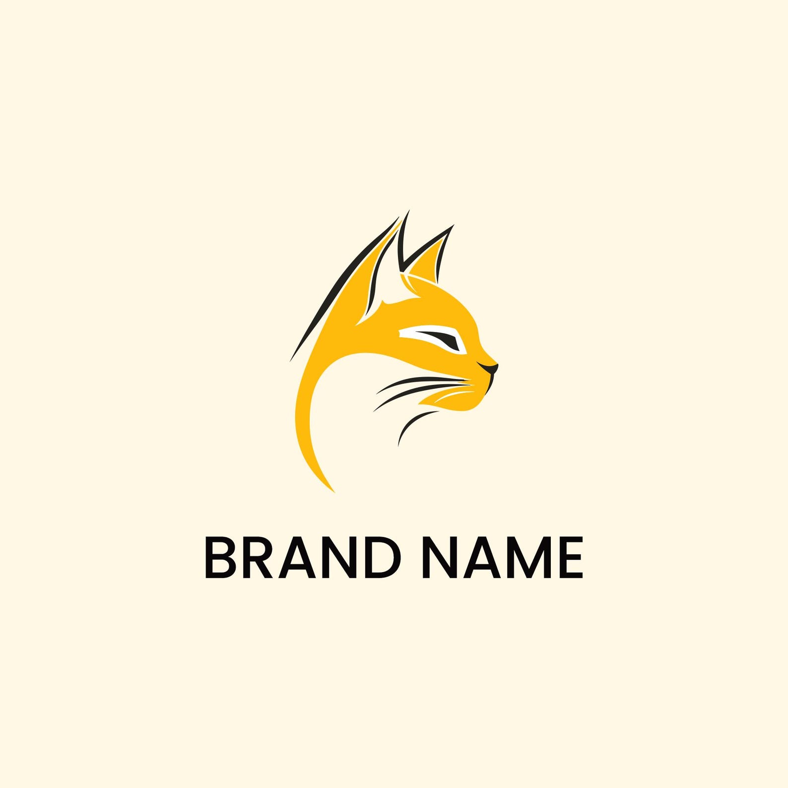 Golden Cat Head Minimalist Logo, Line Art Cat Vector, Digital Download ...