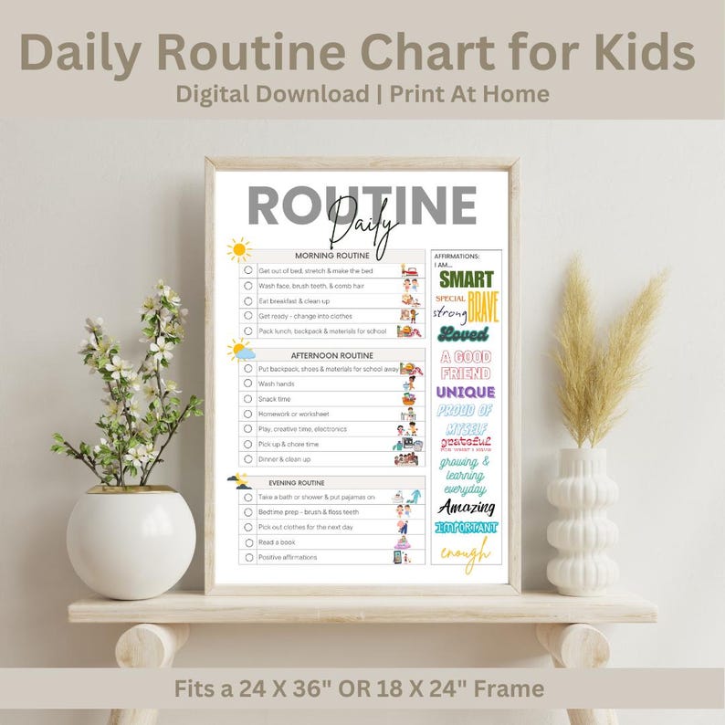 Daily Routine Chart for Kids | Printable PDF | Morning, Afternoon, and ...