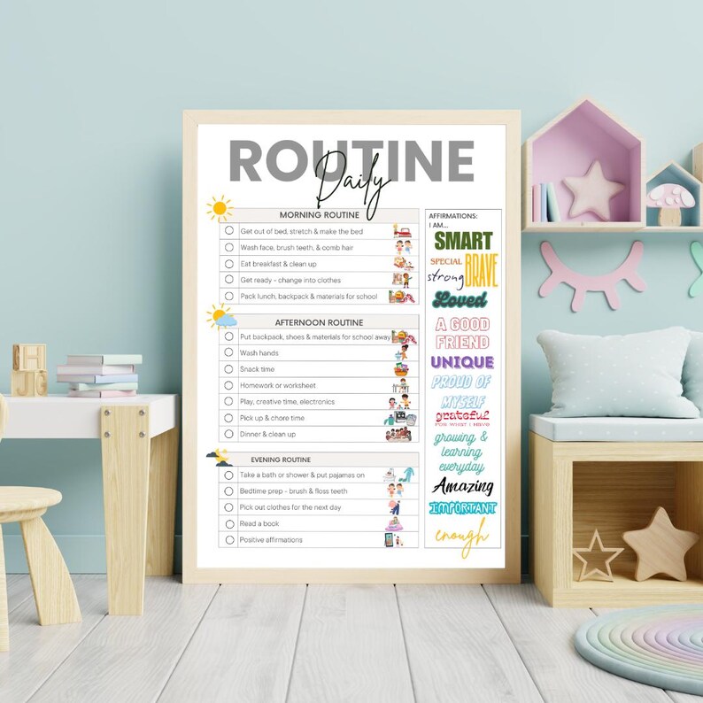 Daily Routine Chart for Kids | Printable PDF | Morning, Afternoon, and ...