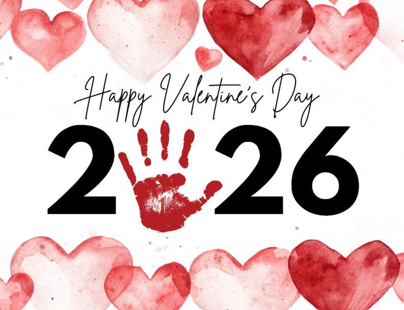 2026 Valentine's Day Handprint Keepsake, Toddler Art (digital Download ...