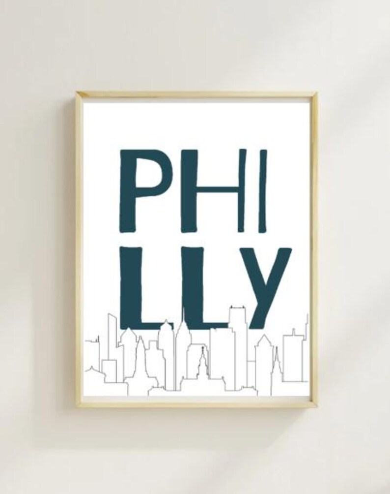 Philadelphia Skyline Digital Art Print, Philly Wall Decor, Minimalist ...