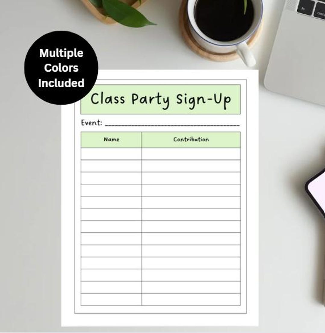 Classroom Party Sign-up Sheet - Etsy