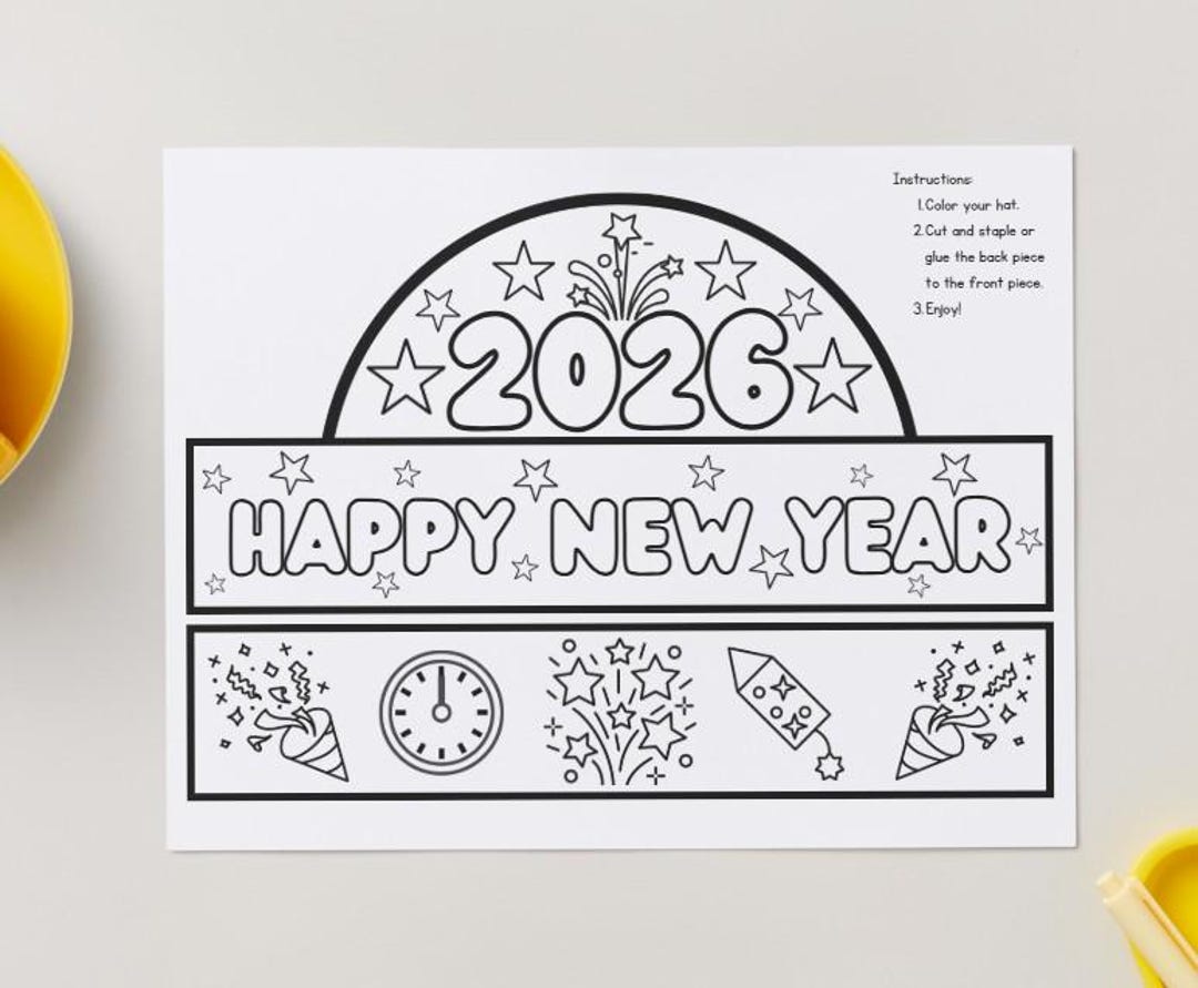 2026 Happy New Year Crown Craft for Kids | DIY Printable Coloring ...
