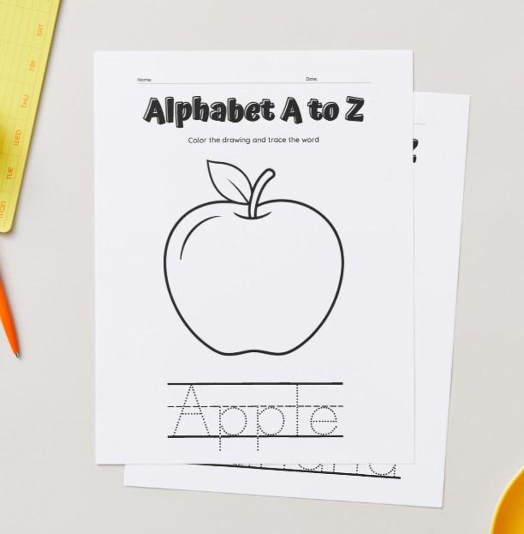 26 Page Alphabet Tracing & Coloring Pages | A-Z Preschool Handwriting ...