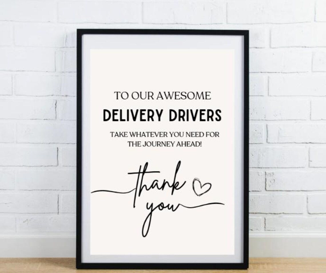 Delivery Driver Thank You Sign, Printable Porch Snack Sign (digital ...