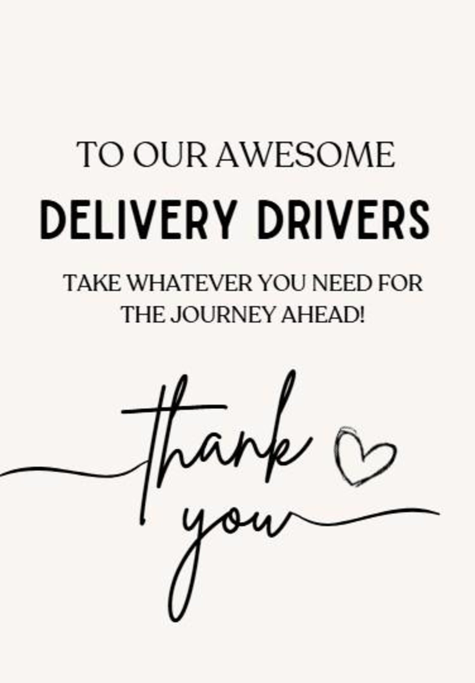 Delivery Driver Thank You Sign, Printable Porch Snack Sign (digital ...
