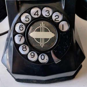 Antique Black Rotary Desktop Telephone, 1920's, Heavy Art Deco Style ...