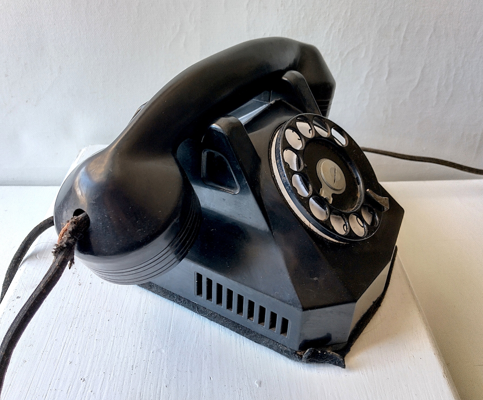 Antique Black Rotary Desktop Telephone, 1920's, Heavy Art Deco Style ...