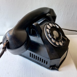 Antique Black Rotary Desktop Telephone, 1920's, Heavy Art Deco Style ...