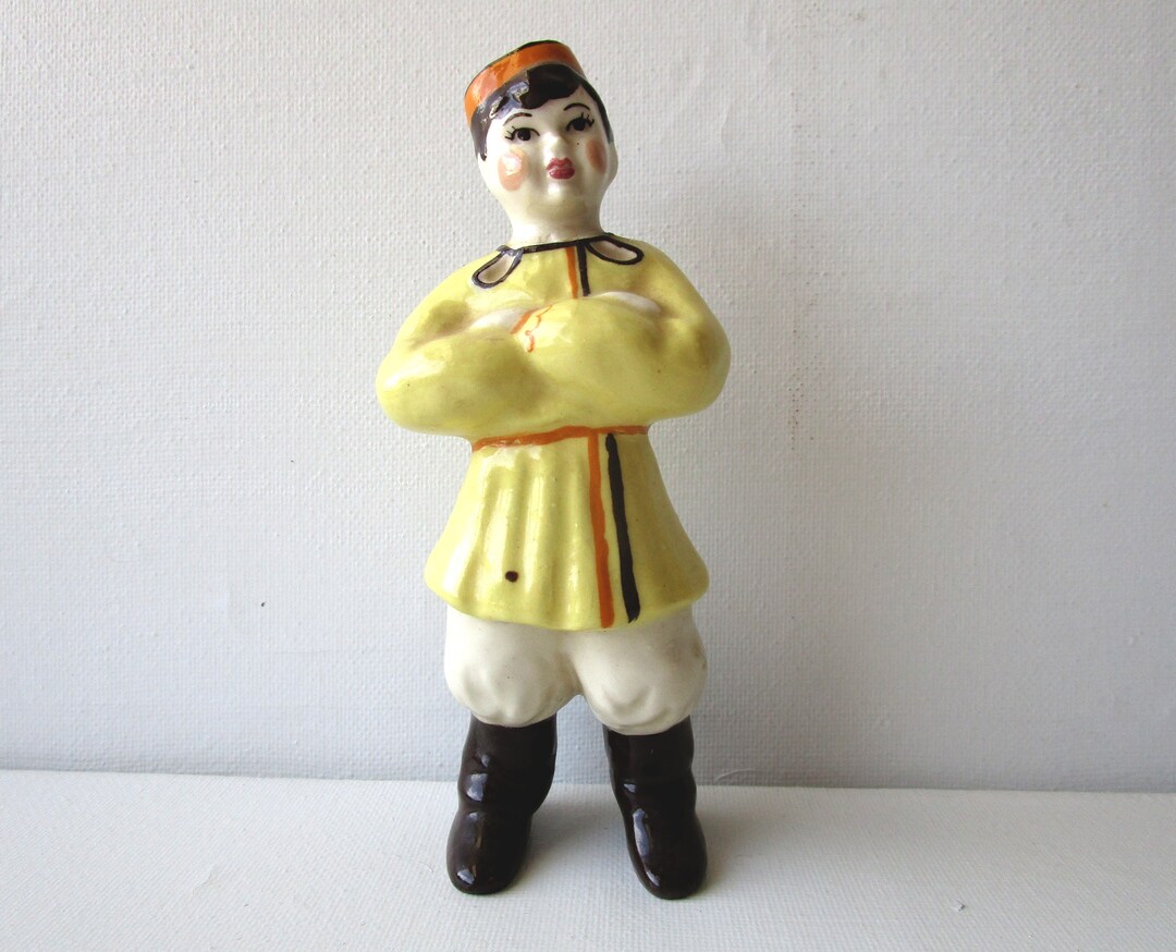 Vintage Ceramic Arts Studio Figurine - Boy in Traditional Russian Folk ...