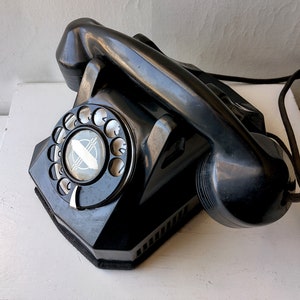 Antique Black Rotary Desktop Telephone, 1920's, Heavy Art Deco Style ...