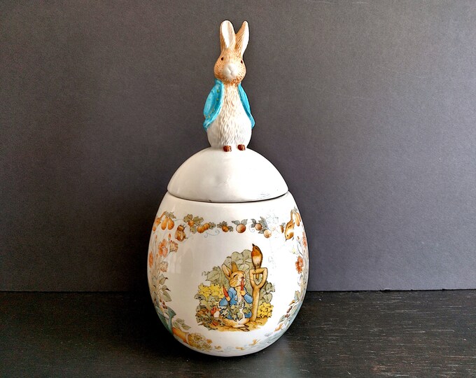 Beatrix Potter Peter Rabbit Cookie Jar With Lid - Cute Bunny Rabbits in ...