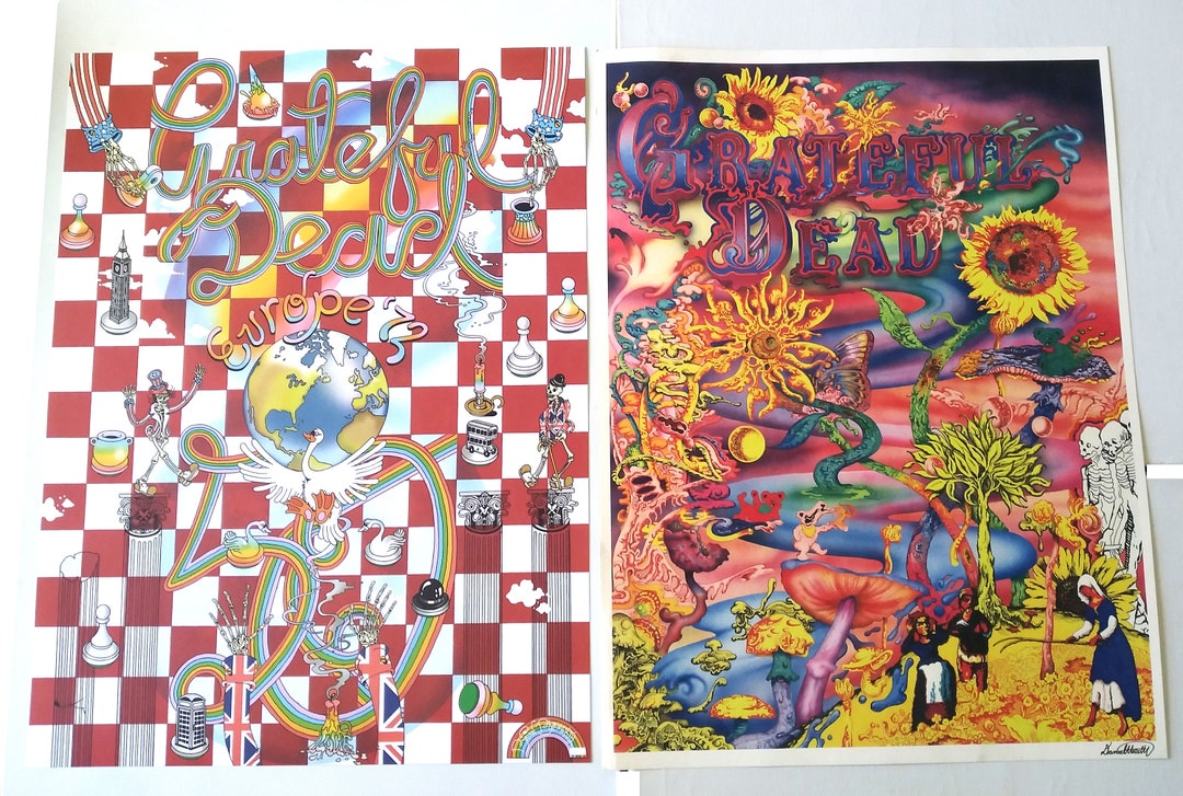 Set of Two Vintage Grateful Dead Poster Prints-europe 72, Airbrush ...