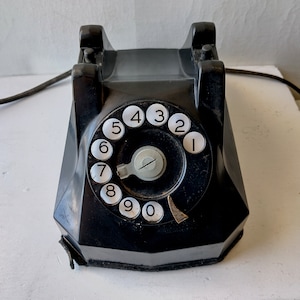 Antique Black Rotary Desktop Telephone, 1920's, Heavy Art Deco Style ...