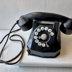 Antique Black Rotary Desktop Telephone, 1920's, Heavy Art Deco Style ...