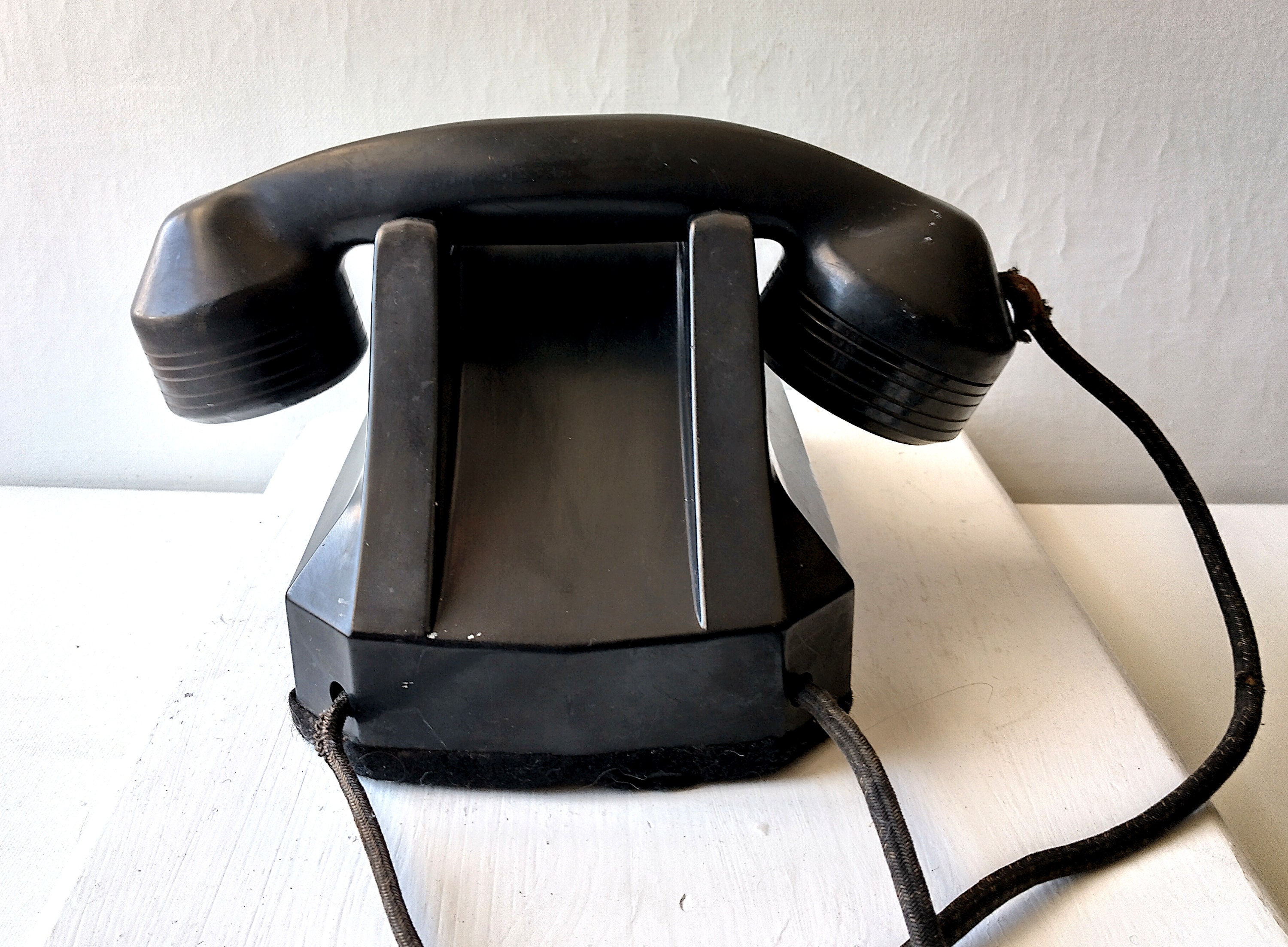 Antique Black Rotary Desktop Telephone, 1920's, Heavy Art Deco Style ...