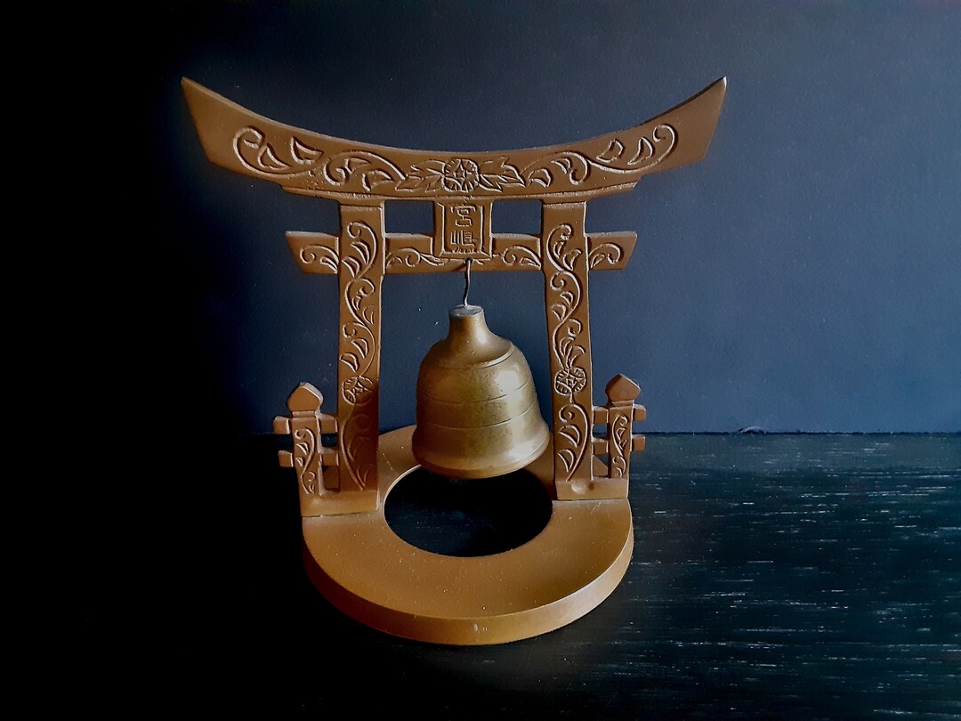 Vintage Asian Gate Style Brass Bell, Detailed Small Metal Bell, Good ...