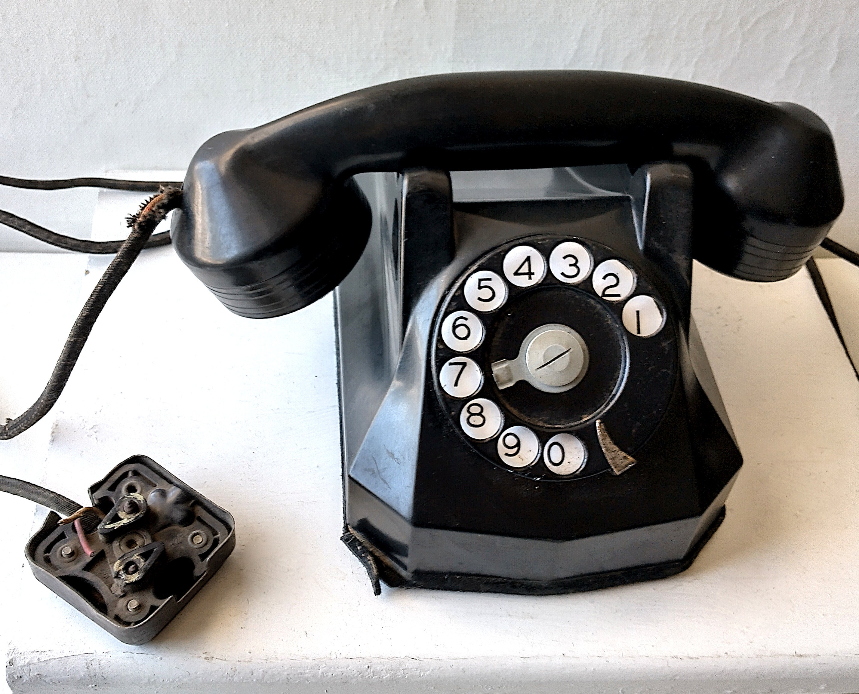 Antique Black Rotary Desktop Telephone, 1920's, Heavy Art Deco Style ...