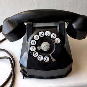 Antique Black Rotary Desktop Telephone, 1920's, Heavy Art Deco Style ...