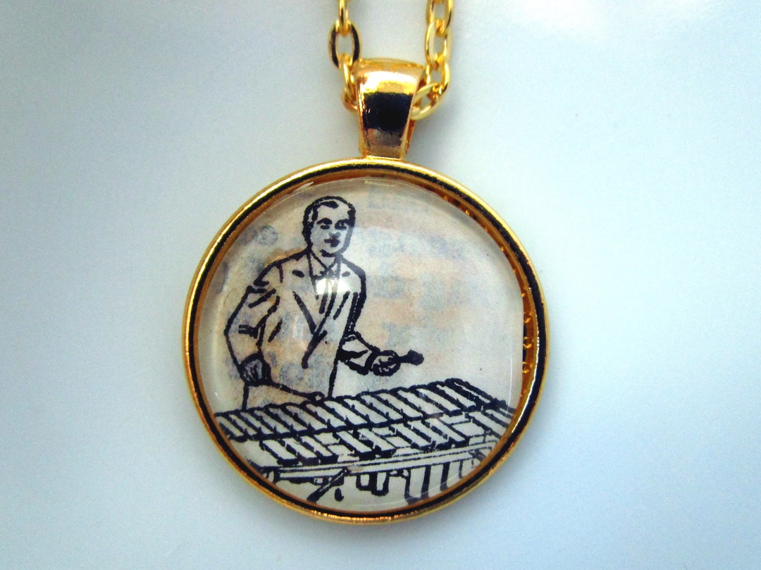 Vibes! - 70's Ephemera Pendant - Vibraphone Player Necklace, One of a ...
